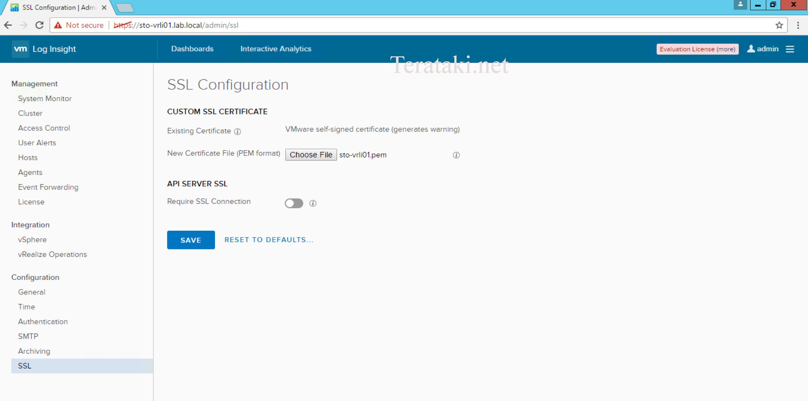 VMware LogInsight 4 - Custom SSL Certificate Replacement
